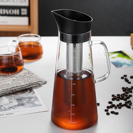 Jarra Com Cafe Infusor E Tampa Cold Brew Borossilicato 1,2l - RALEO ...