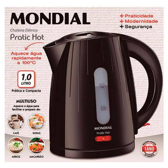 Jarra Eletrica Mondial CE-07 Pratic Hot - 1L - 1200W - 220V - Preto ...
