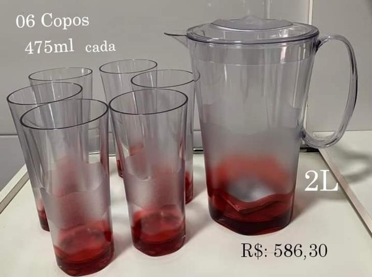 Jarra Super Luxo 2 litros + 6 Copos Super Luxo 475ml Cada Tupperware ...