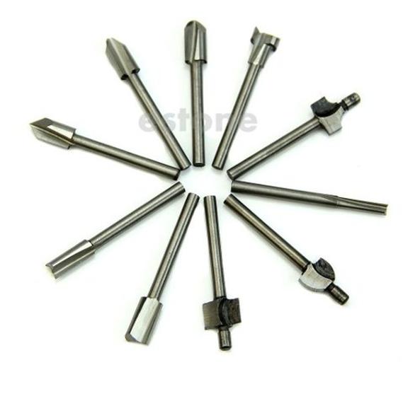 Jogo 10 Fresas Tupia Corte Escareador Madeira Micro Retifica ...