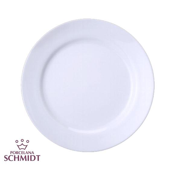Jogo 10 Pratos Rasos Branco Jantar Cilíndrica Porcelana Schmidt ...