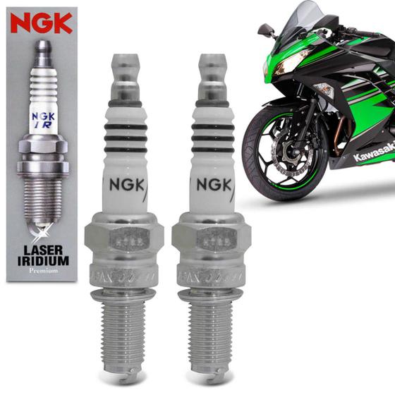 Jogo 2 Velas de Ignição Iridium NGK Kawasaki Ninja 250 2008 a 2012 ...