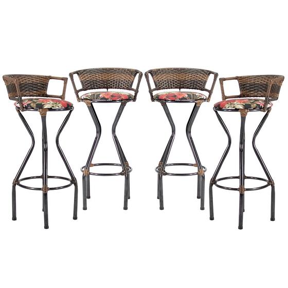 Jogo 4 Banquetas Estofada Charme em Fibra Sintética e Ferro - Coage ...