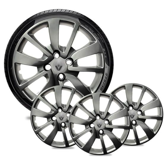 Jogo 4 Calota Renault Aro 15 Grafite Brilhan Escolha o Carro - GFM ...