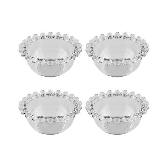 Jogo 4 mini bowls 9 cm para sobremesa de cristal transparente Pearl ...