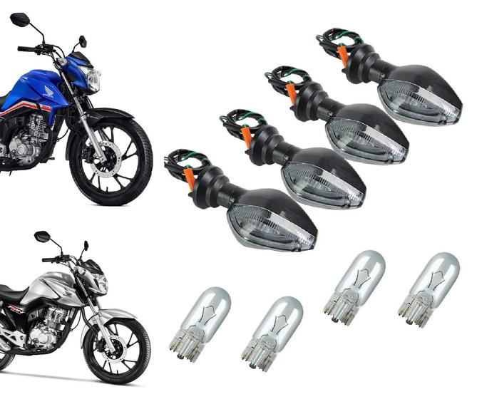 Jogo 4 Pisca Seta Sinaleira Mini Completa + Lâmpada Gvs Cg Titan Fan ...