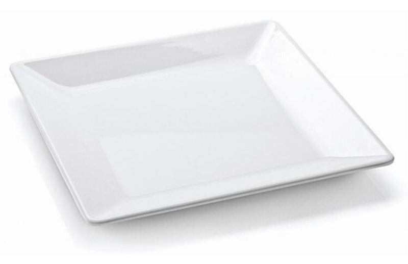 Jogo 6 Pratos Raso Quadrado Em Melamina 25cm Branco - Bestfer - Prato ...