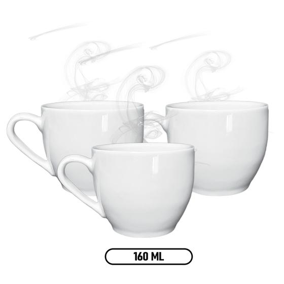 Jogo 6 Xícara Cha 160 ml Com Pires Porcelana Branca Caneca Cafe Cappuccino - PorcelanaBox ...