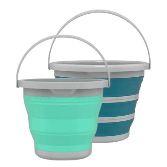 Jogo Baldes Dobráveis Retrátil Flash Limp 10 e 5 Litros Kit Limpeza e ...