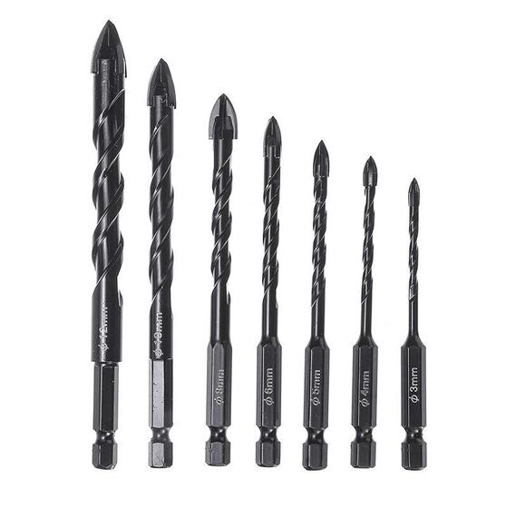 Jogo Brocas Aço Rápido Kit 3/4/5/6/8/10/12mm Furadeira Parede Madeira ...