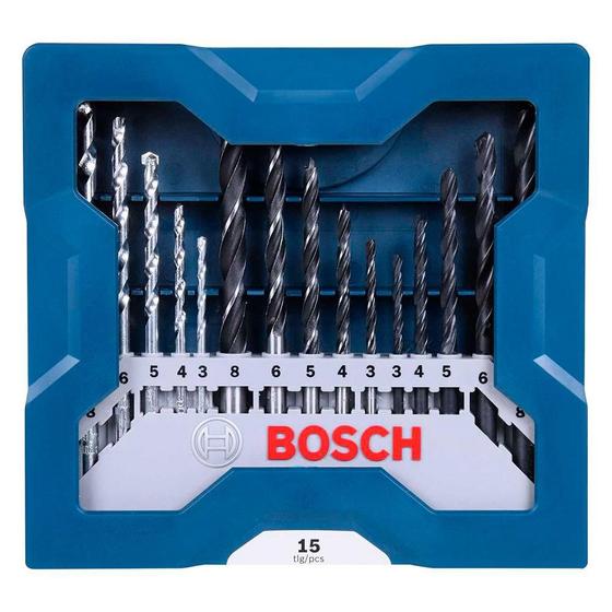 Jogo Brocas Bosch Mini X-line, Alvenaria/Metal/Madeira, 15 Peças ...