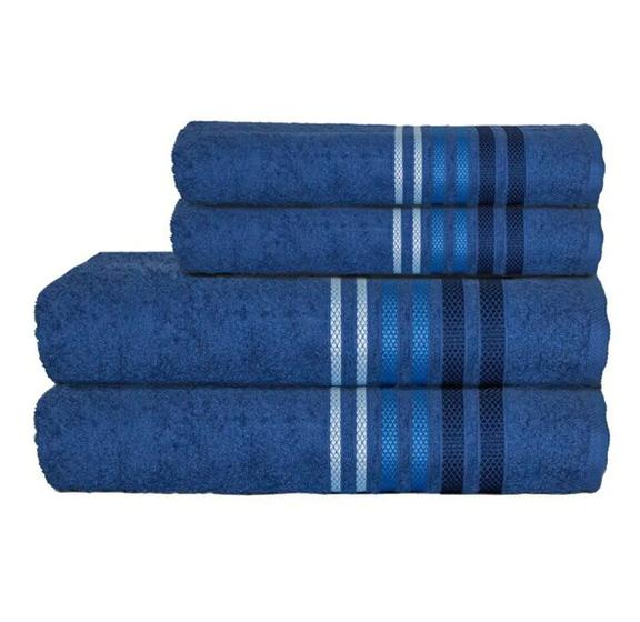 Jogo c/ 4 Toalhas 2 Banho + 2 Rosto Mãos Camesa Dynamo Cor Azul Marinho ...