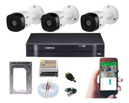 Jogo Camera Monitoramento Via App 3 Cameras Intelbras Dvr Hd - Câmera ...