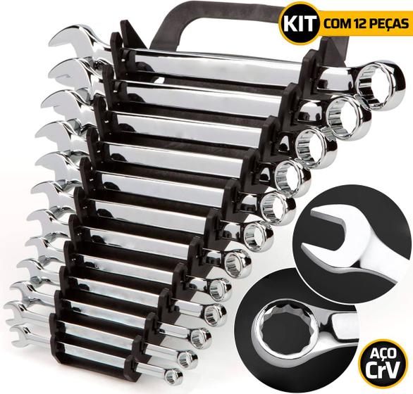 Jogo chave combinada 12 pecas - Aço cromado - TBT - Chave Combinada ...