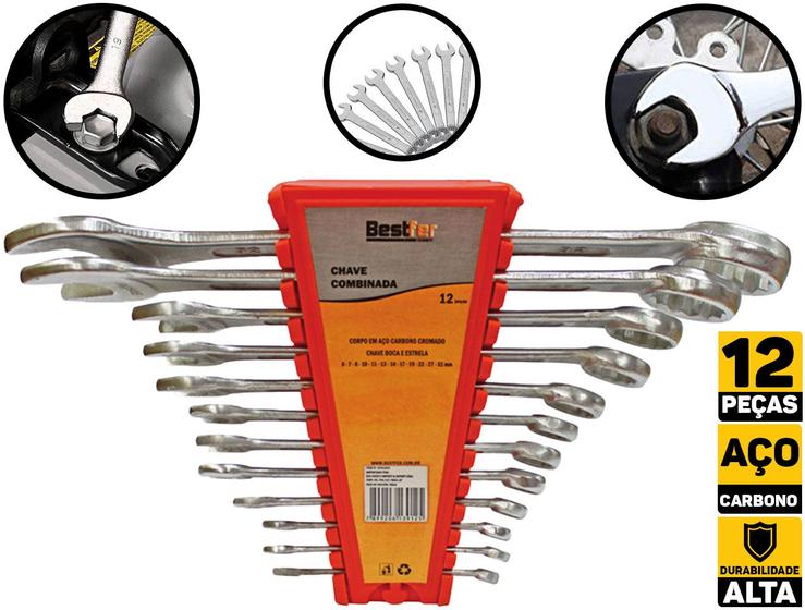 Jogo Chave Combinada Boca Estrela 6 A 32mm 12 Pçs Bestfer BFH1055 ...