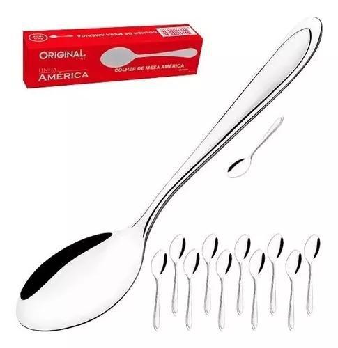 Jogo Colher América Mesa Talheres Inox 12 Pçs Restaurante - original ...