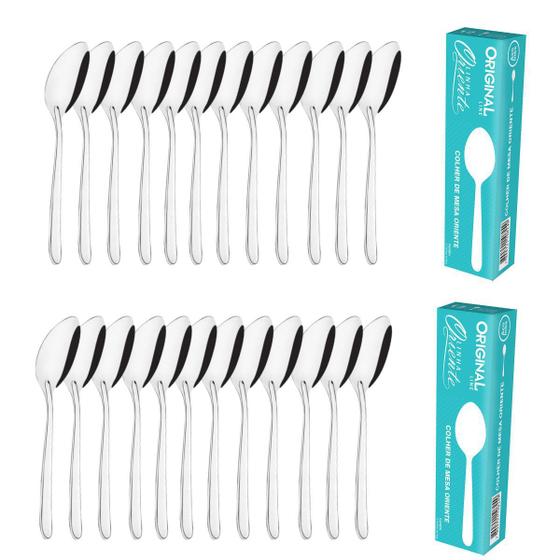 Jogo Colher Mesa Inox Simples 24 pçs Restaurante Bar Buffet - Brasa ...