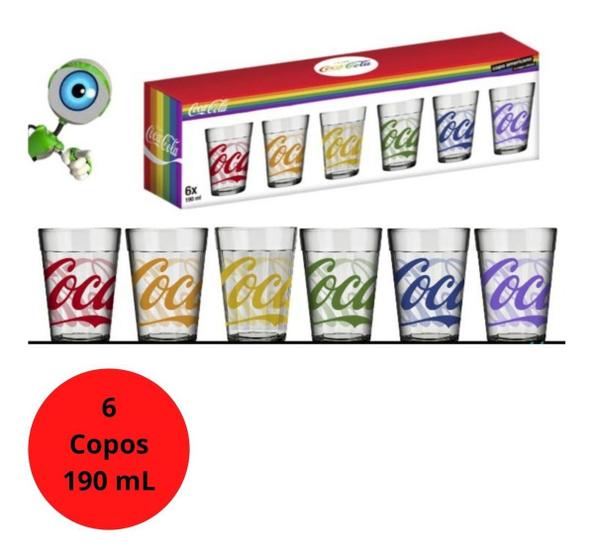 Jogo com 6 Copos Americano Coca Cola Coloridos 190 ml - Nadir - Copos ...