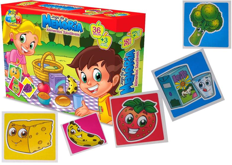 Jogo da Memoria Alimentos Saudaveis 36 Peças Infantil - GGB Brinquedos ...