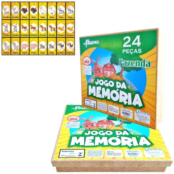 Jogo Da Memoria De Madeira Mdf Fazenda Com 24 Pecas No Estojo - CONECTA - Jogos de Memória e ...