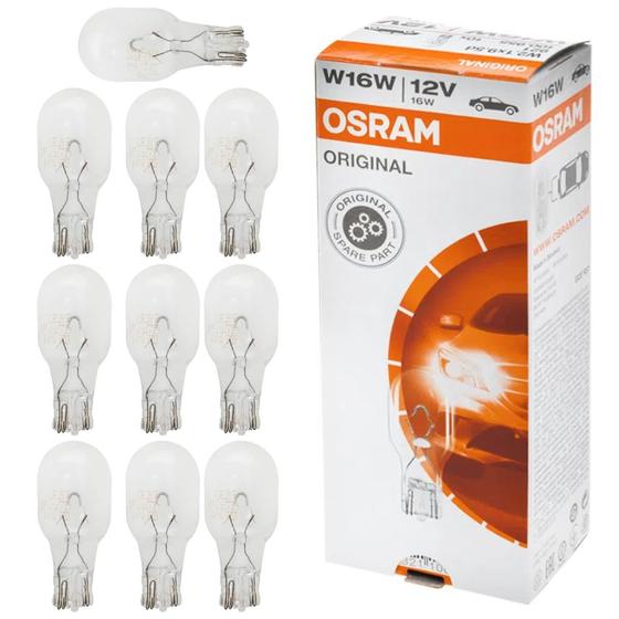 Jogo de 10 Lâmpadas Osram Pingão W16w 12V 16W Luz Branca com Base Standard Original Line ...