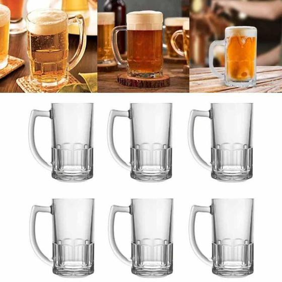 Jogo De 6 Canecas Para Chopp Cerveja 340ml Vidro Jade Original Line - Caneca de Cerveja ...