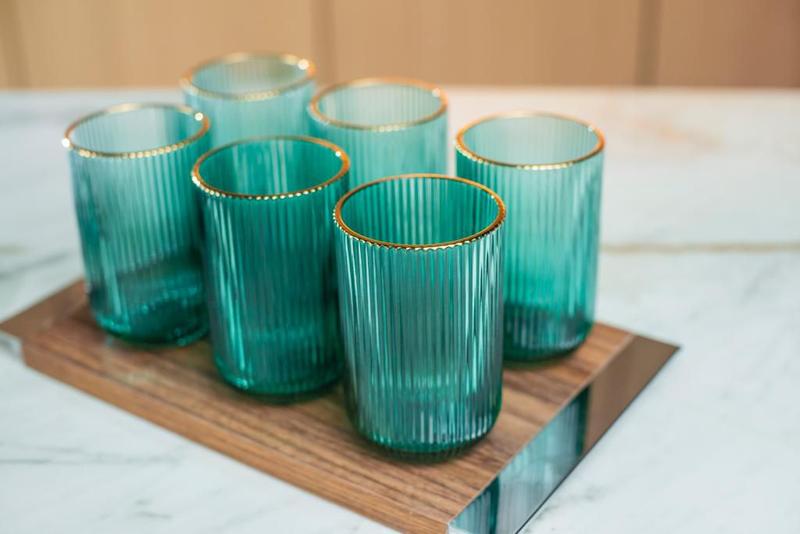 Jogo De 6 Copo Cameratta Em Vidro 425Ml Verde Com Borda Dourada - L'Hermitage - Copos - Magazine ...