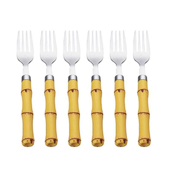 Jogo de 6 Garfos em Inox Cabo Plástico Bambu Natural 19cm - Lyor ...