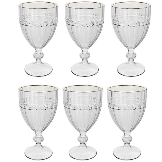 Jogo De 6 Taças 330ml Cristal Borda Dourada Imperial Lyor - Taça de ...