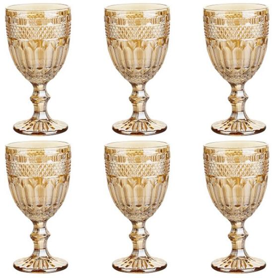 Jogo De 6 Taças 360ml Furta Cor Âmbar Barroco Casambiente - Taças ...
