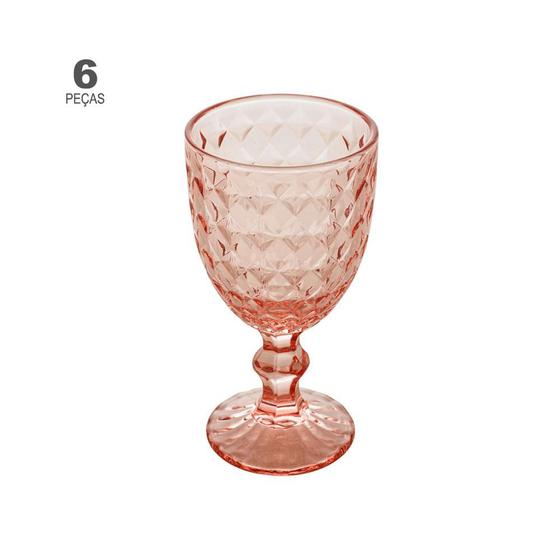 Jogo de 6 Taças de Água Wolff Roman Rosa de Vidro 345ml - Taça de Água ...
