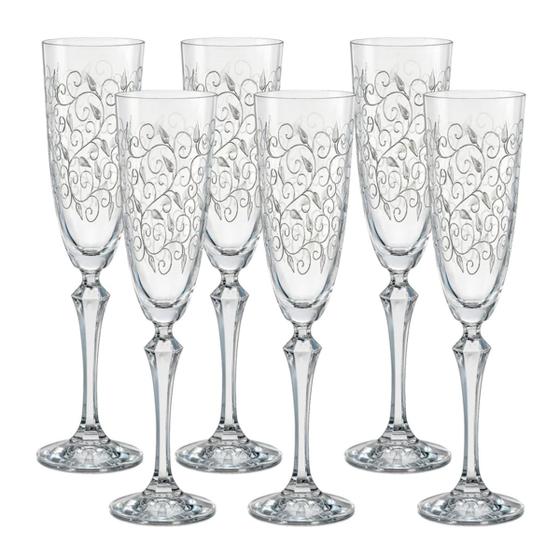 Jogo de 6 tacas para champanhe elizabeth decorada em cristal ecologico ... Jogo de 6 tacas para champanhe elizabeth decorada em cristal ecologico ...