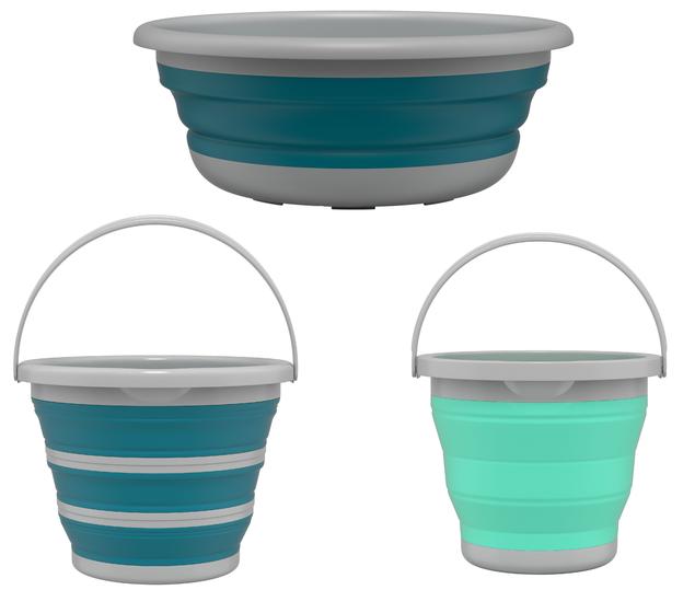 Jogo De Baldes E Bacia Dobrável Prático Flashlimp Kit Com 3 - FLASH ...