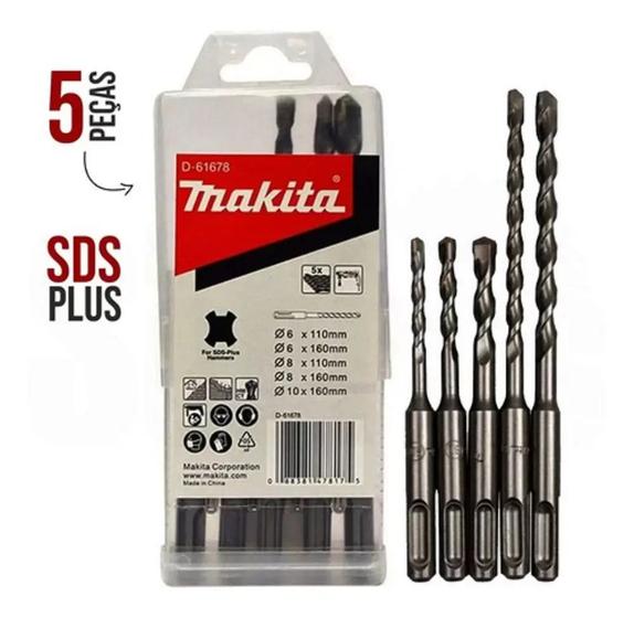 Jogo De Brocas 5 Peças Makita Sds Plus 6 A 10 Mm D-61678 - Jogo de ...