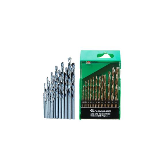 Jogo De Brocas Aço Rapido Carbografite Kit 13 Pç Metal Tábua - Loja ...