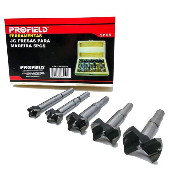 Jogo De Brocas Fresas Forstner 5 Peças Dobradiça madeira - Profield ...