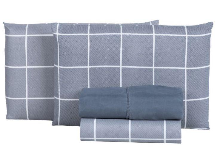 Jogo de Cama Solteiro Hypercal Marcelino Têxtil 400 Fios Londres Cinza ...