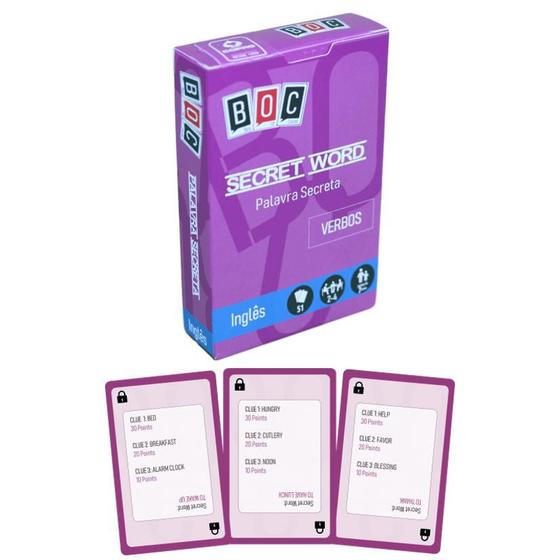 Jogo de Cartas em Inglês: BOC 05 - Secret Word (Verbs) - Deck de Cartas - Magazine Luiza