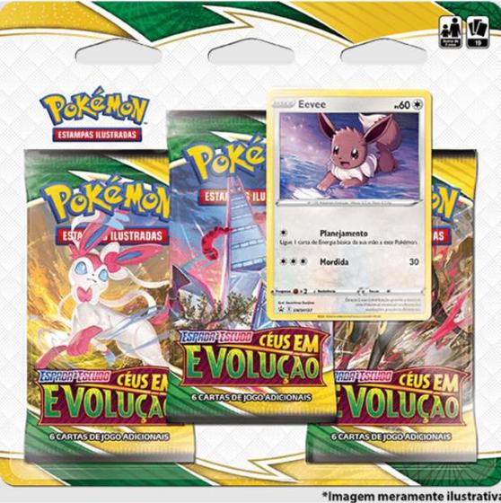 Jogo De Cartas Pokémon Blister Triplo Eevee Céus Em Evolução Copag