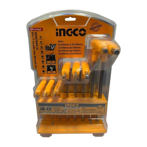 Jogo De Chave Allen 2,0 A 10Mm Cabo T Hhkt80818 - Ingco - Chave Allen ...