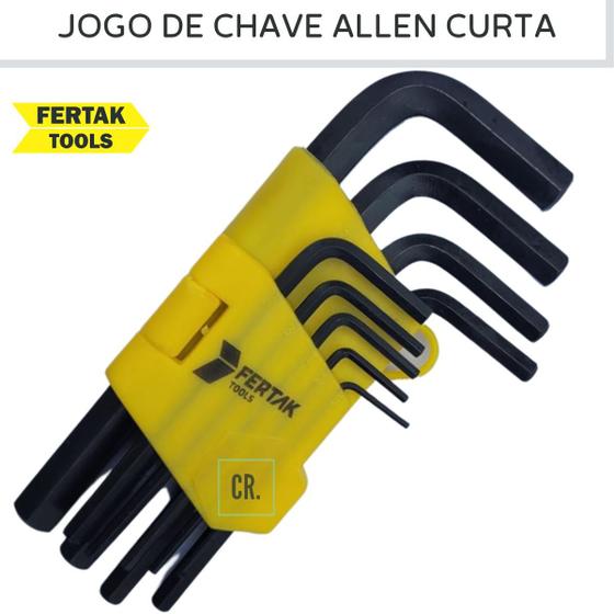 Jogo de Chave Allen Curta Fertak Tools 9pçs Aço Cromo Vanadium ...