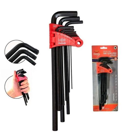 Jogo de chave torx longa guia t10-t50 jg 9pc - 3124052 - CORNETA - Chave Manual - Magazine Luiza