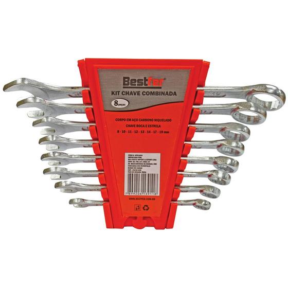 Jogo de Chaves Combinadas AÇO 8 Peças (8 - 19MM) - Bestfer - Jogo de ...