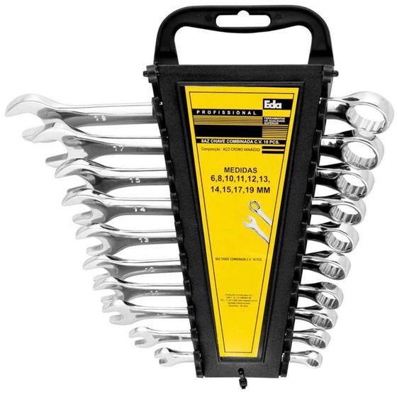 Jogo de Chaves Combinadas com 10 Peças de 6 a 19mm - 8AZ - EDA - Chave ...