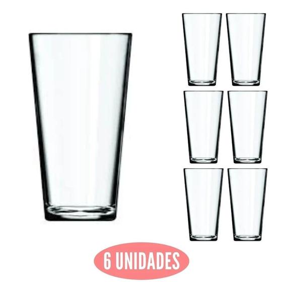 Jogo de copo vidro transparente liso agua suco 6 pç 300ml - Original ...