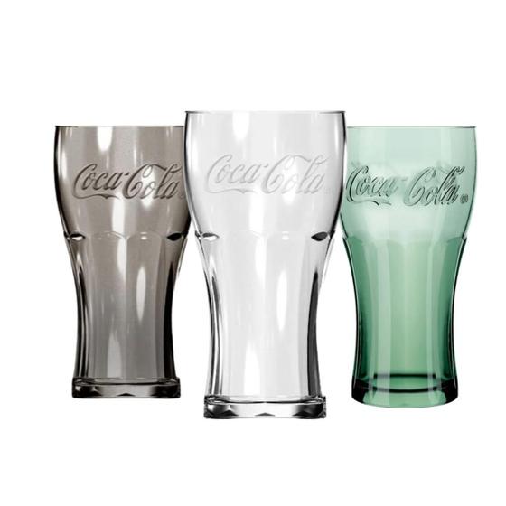 Jogo De Copos Contour Coca Cola Copo Cinza Verde 470ml - 3 Unid - Nadir ...