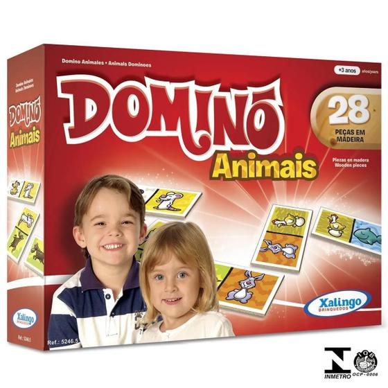 Jogo De Domino - Animais - 28 Peças - Xalingo 52465 - Jogo de Dominó ...