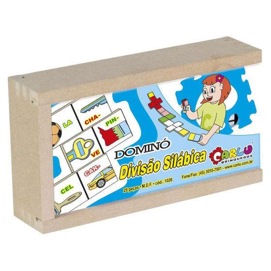 Jogo de dominó da divisão silábica com 28 peças em madeira carlu - 1026 ...