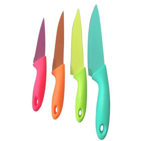 Jogo De Facas 4 Peças Inox Com Cabo Plástico Colors Cozinha - SQ ...