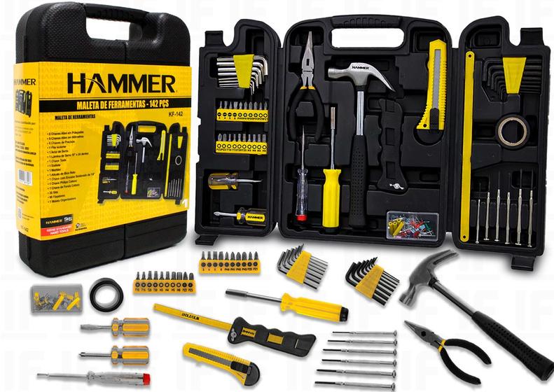 Jogo De Ferramentas 142 Peças Hammer C/ Maleta Completo - Kit ...
